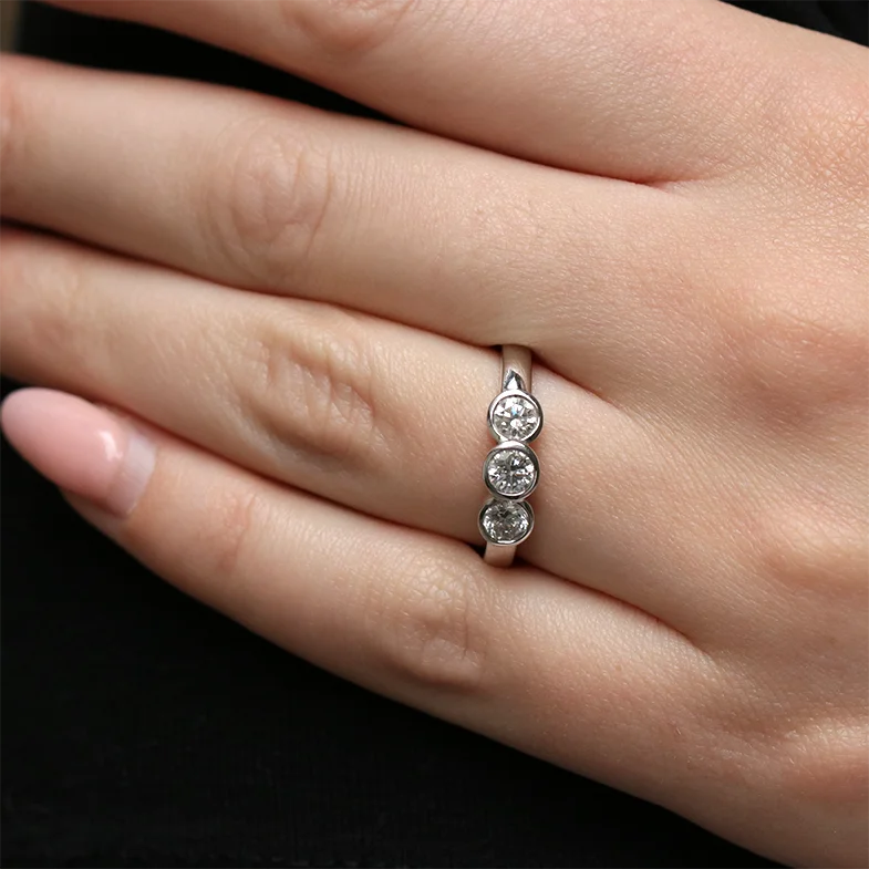 0.75 Carat Rub Over Trilogy Engagement Ring TR1005, Dublin