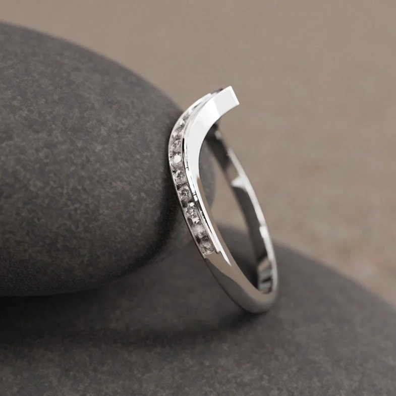 Bespoke Designed Diamond Set V-Shaped Wedding Ring SB2899